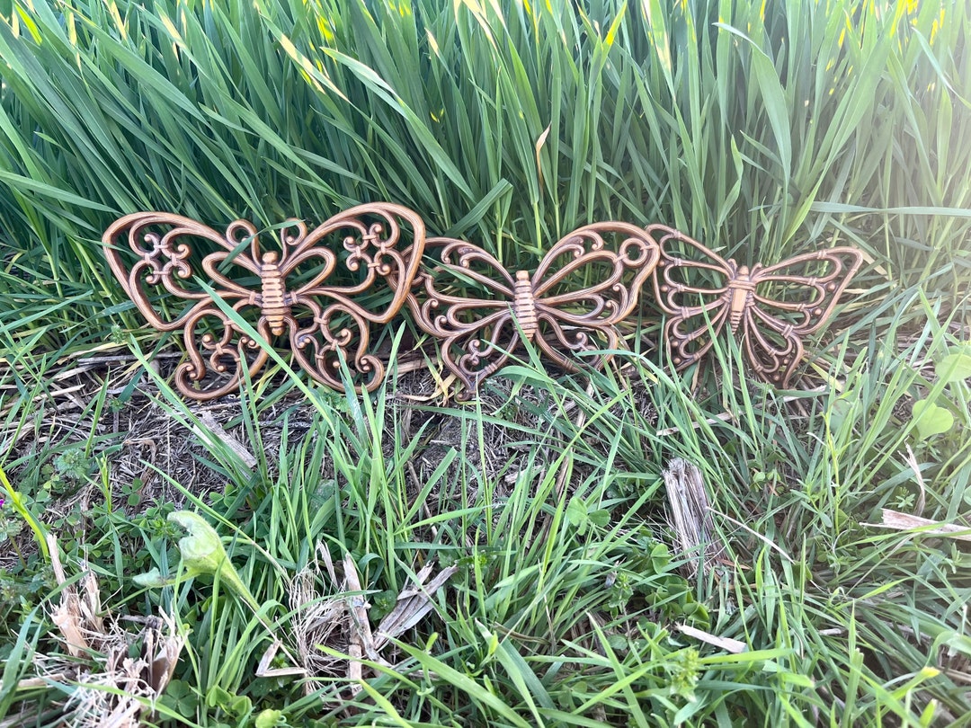 Set of Home Interior Butterflies With Hooks Attached Set of 3 Faux Wood ...