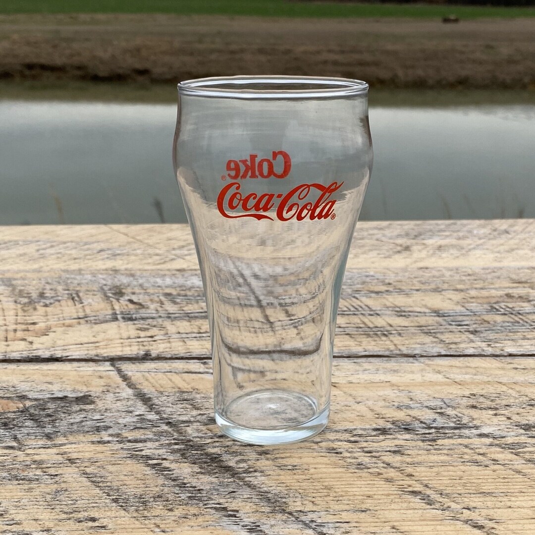 16 Oz Coca-cola / Coke Glass Tumbler - 6" Tall Vintage Clear With Red ...