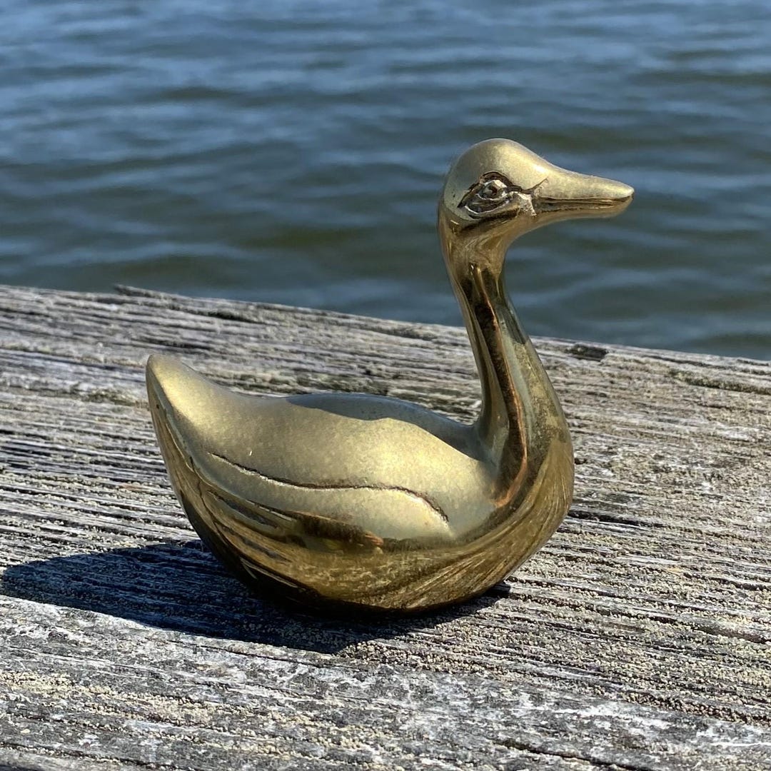 Small 3.25" Tall Vintage Solid Brass Duck Leonard Solid Brass ...