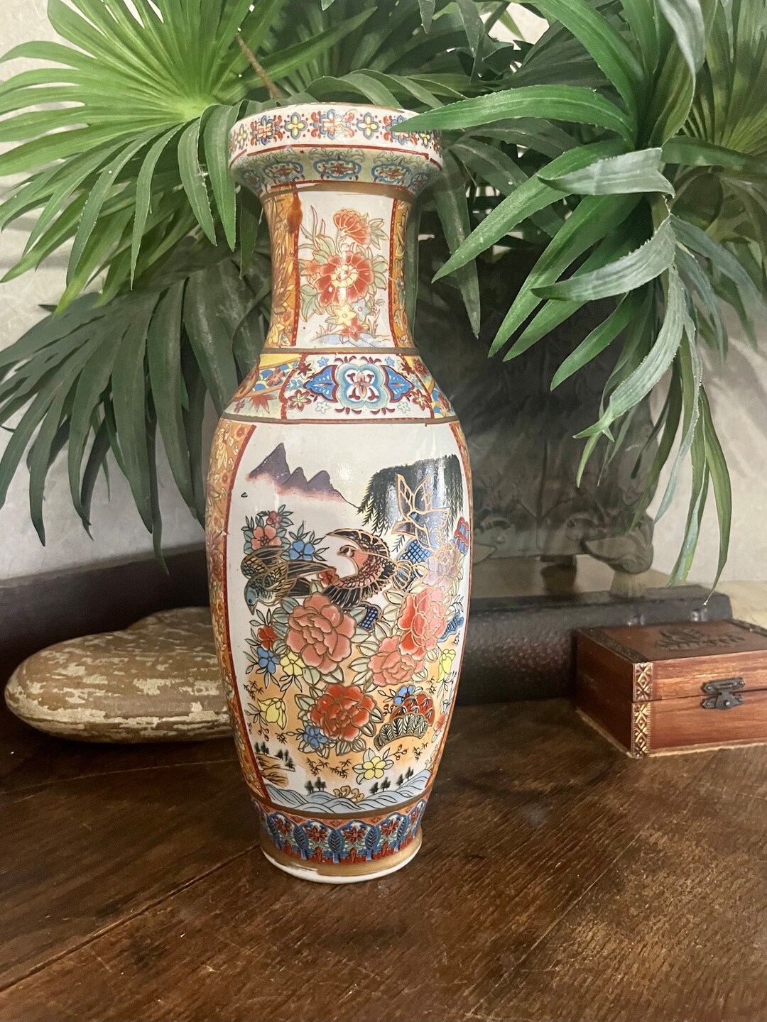 Chinese Flower Vase Vintage Porcelain Small Work of Art Handcrafted ...