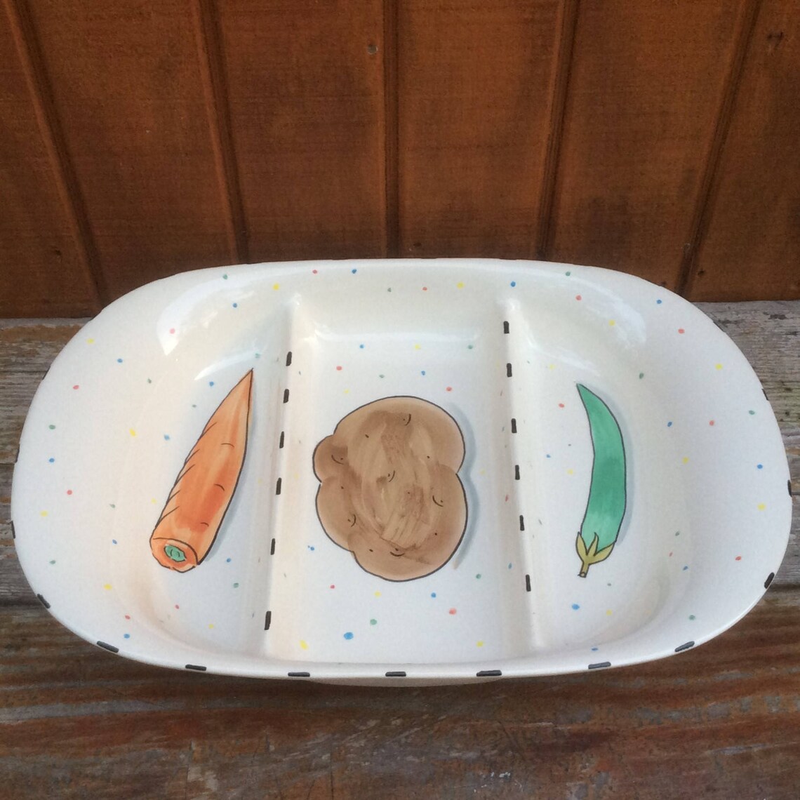 17 Large Divided Dish Speckled Vegetable Design BLO18 by - Etsy