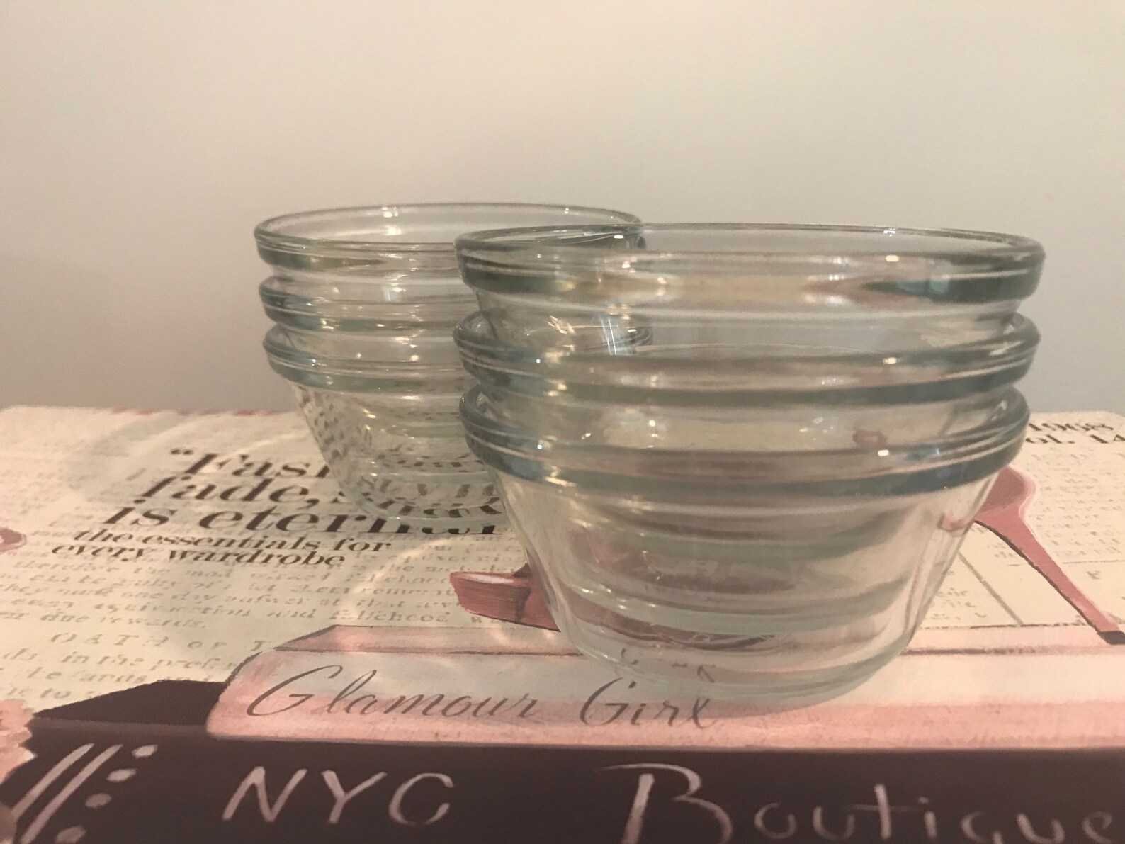 Small Clear Glass Cup Set of 6 Small Bowls By. Anchor Custard - Etsy