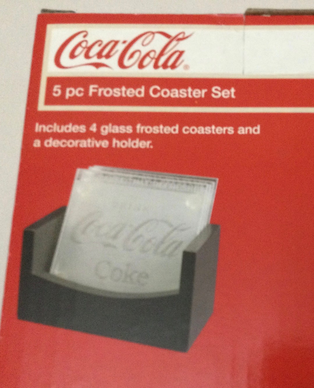 Drink Coca cola Coke Refreshing 5 Piece Frosted Coaster Set 4 Glass ...