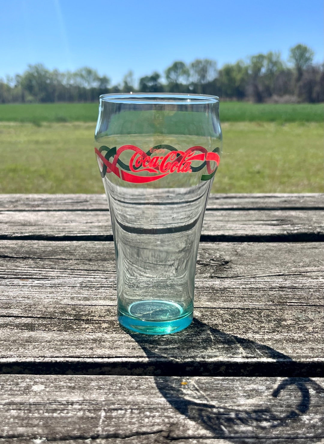 16 Oz Enjoy Coca-cola Christmas Glass Tumbler 6" Tall Vintage Clear ...