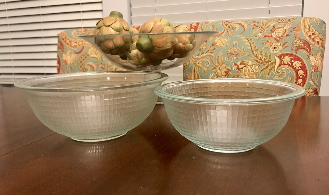 Set of Vintage Pyrex Basket Weave Clear Glass Lidded Nesting Mixing ...