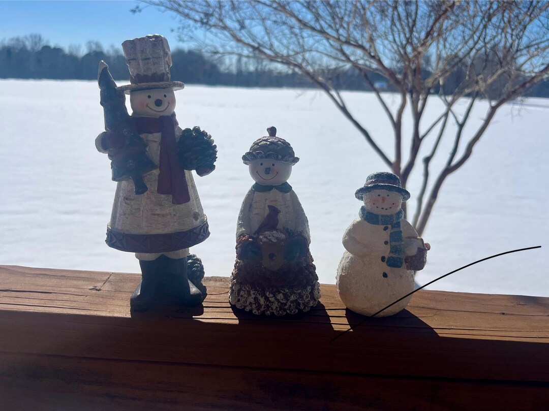 3 Snowmen Statues Snowman Family Christmas Three Holiday Snow Men ...