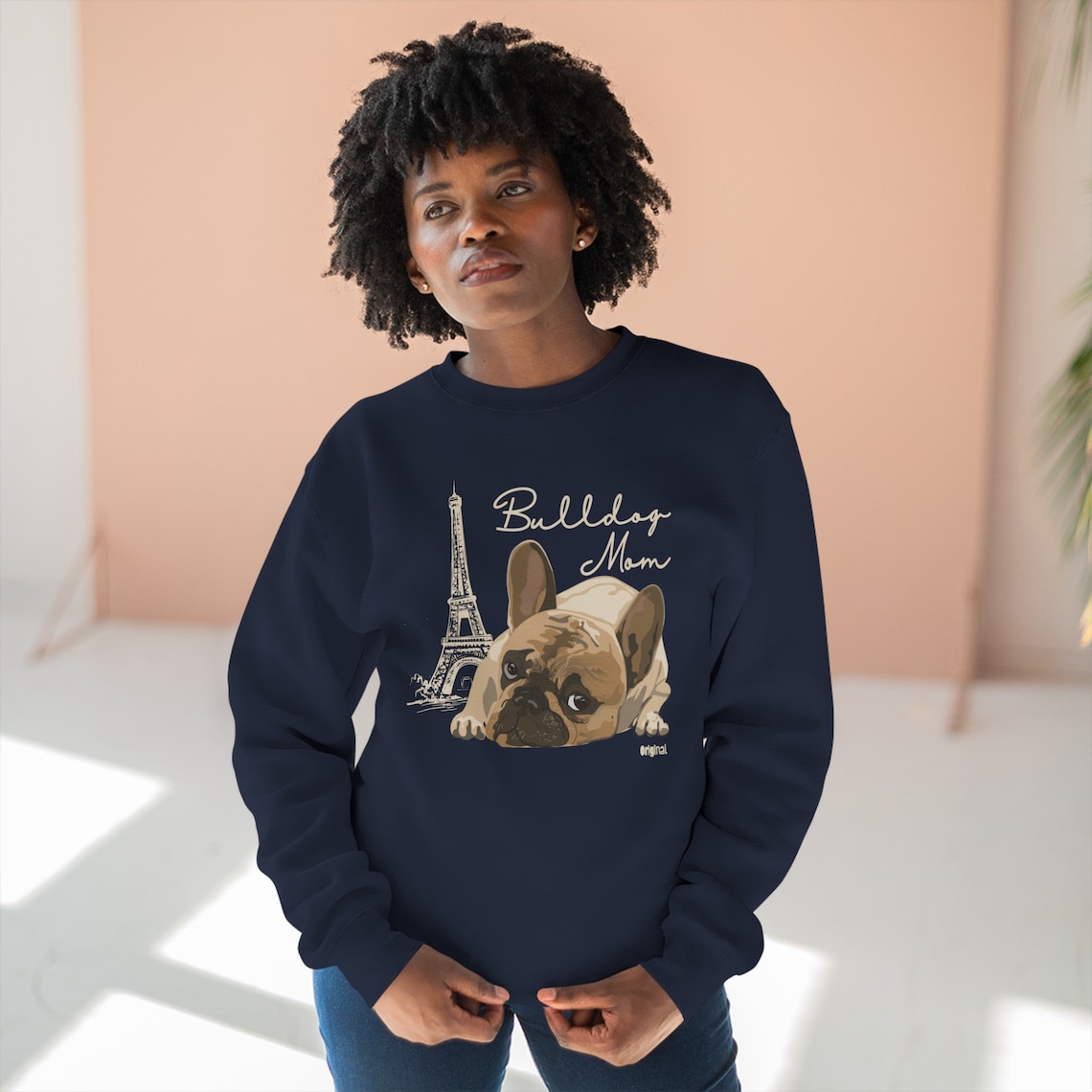 Unisex French Bulldog and Eiffel Tower Cozy Crewneck Sweatshirt for ...