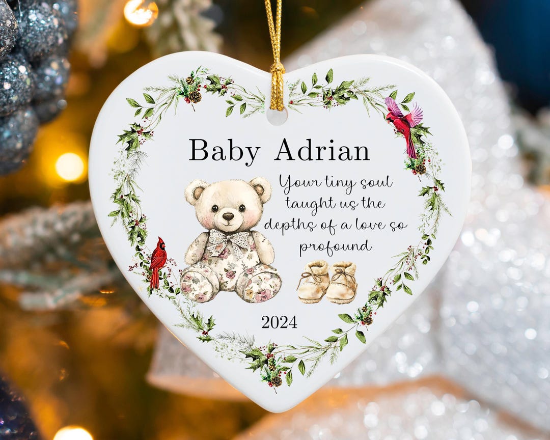 Baby Memorial Heart Ornament: Bear & Booties Sympathy Gift for ...
