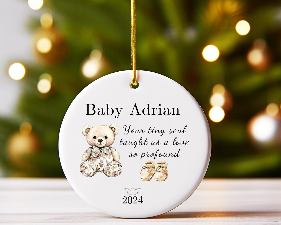 Personalized Baby Memorial Ornament With Baby Bear and Booties ...