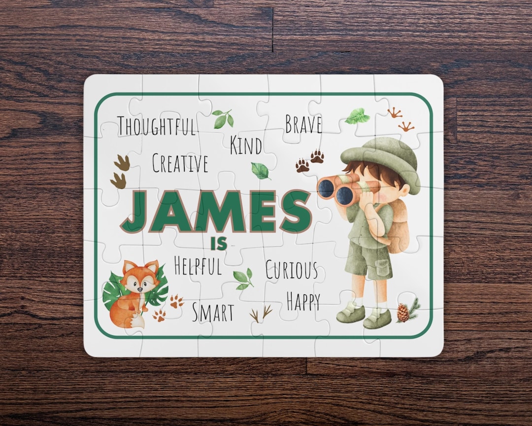 Personalized Child's Affirmation Woodland Adventure Name Puzzle. Unique ...