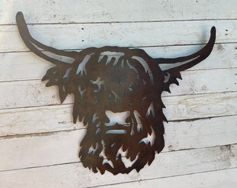 Metal Highland Cow Metal Art - Etsy