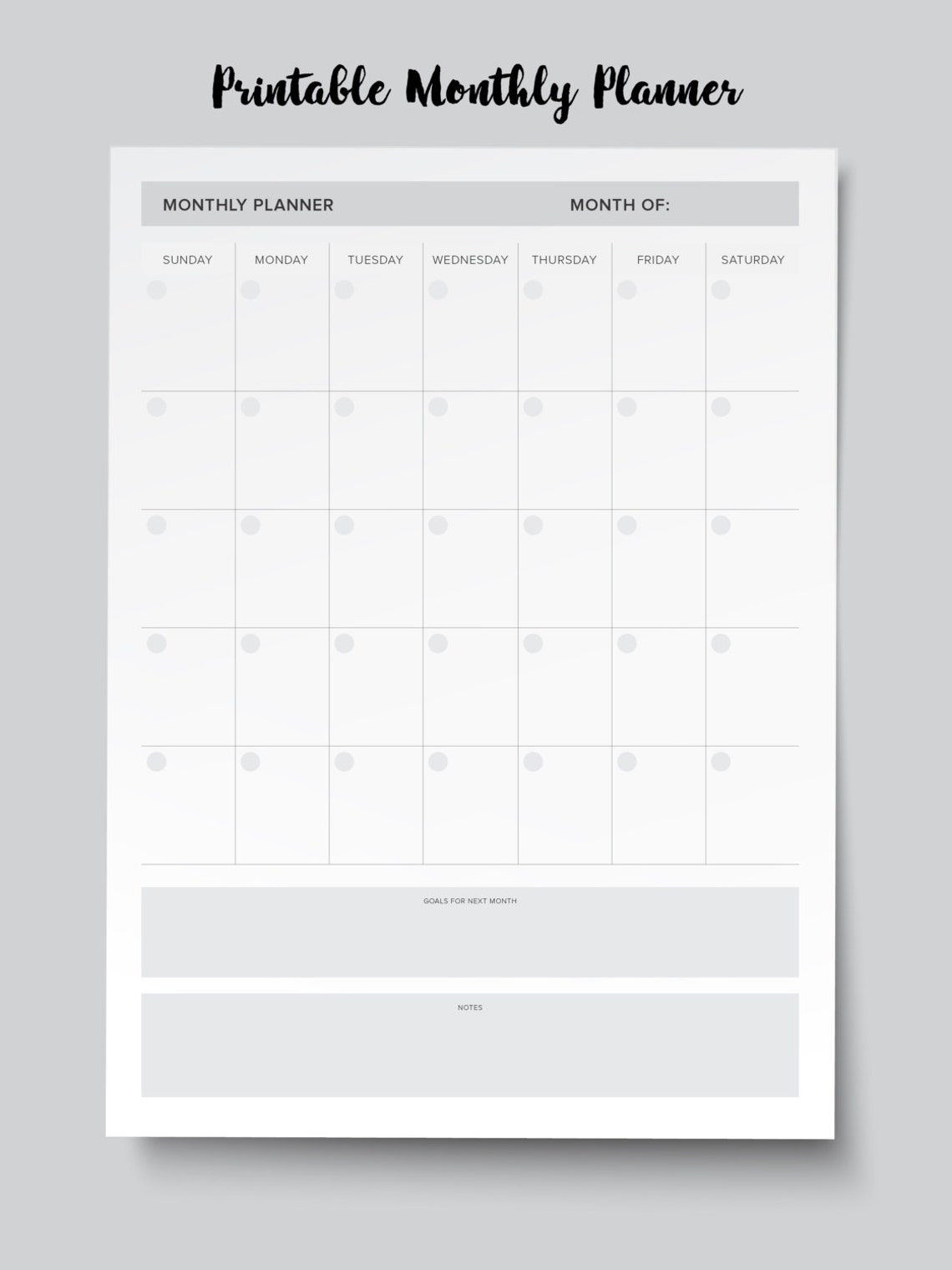 Printable Monthly Planner / Printable Planner, Printable Planner Page ...