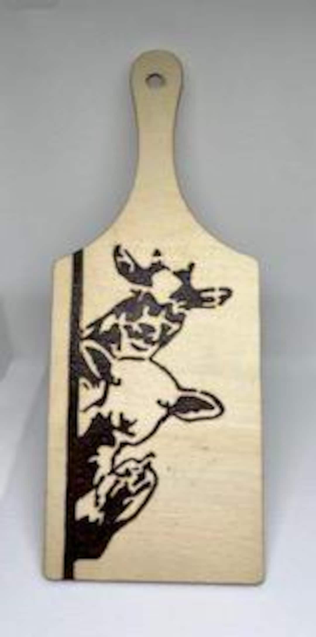 Hand Burned Breadboard Shaped Plaque With Calf, Sheep and Chicken. - Etsy