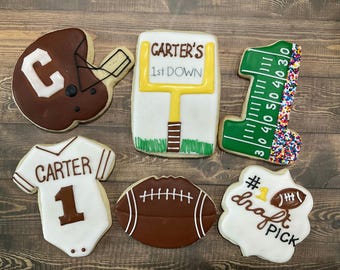 Football Themed Cookies/ First Down Birthday Cookies/ First Down ...