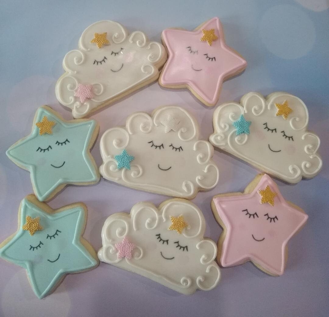 12 Twinkle Twinkle Little Star Cookies and Clouds - Etsy