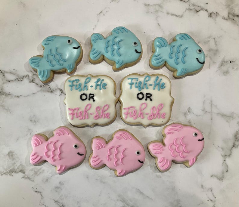 Fish He or Fish She Gender Reveal Cookies - Etsy