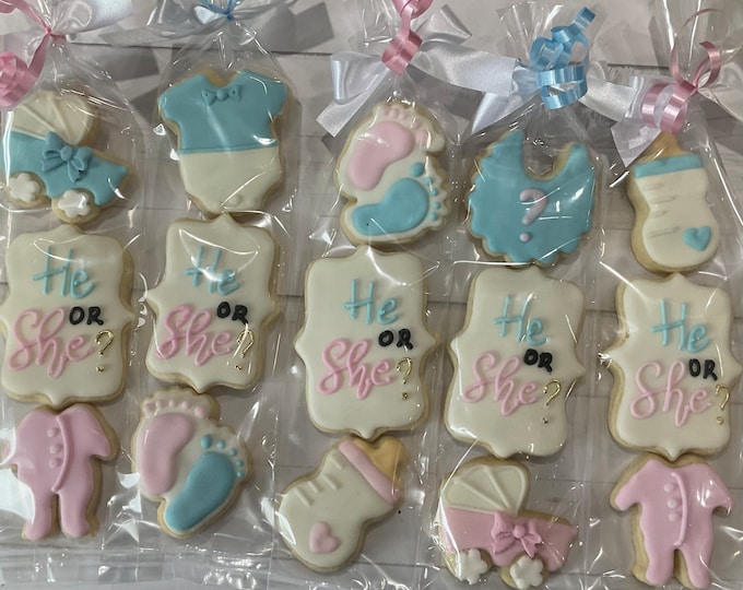 He or She Gender Reveal Cookie Packs - Etsy