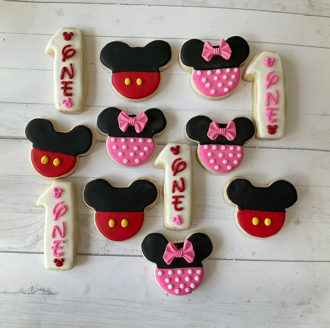 Mickey/ Minnie Mini Cookie Birthday Cookies - Etsy