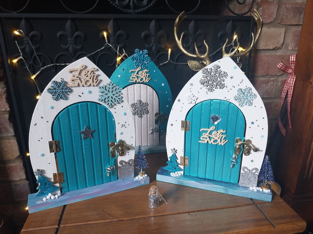 Let It Snow Ice Winter Wonderland Fairy Door Set With Fairy - Etsy