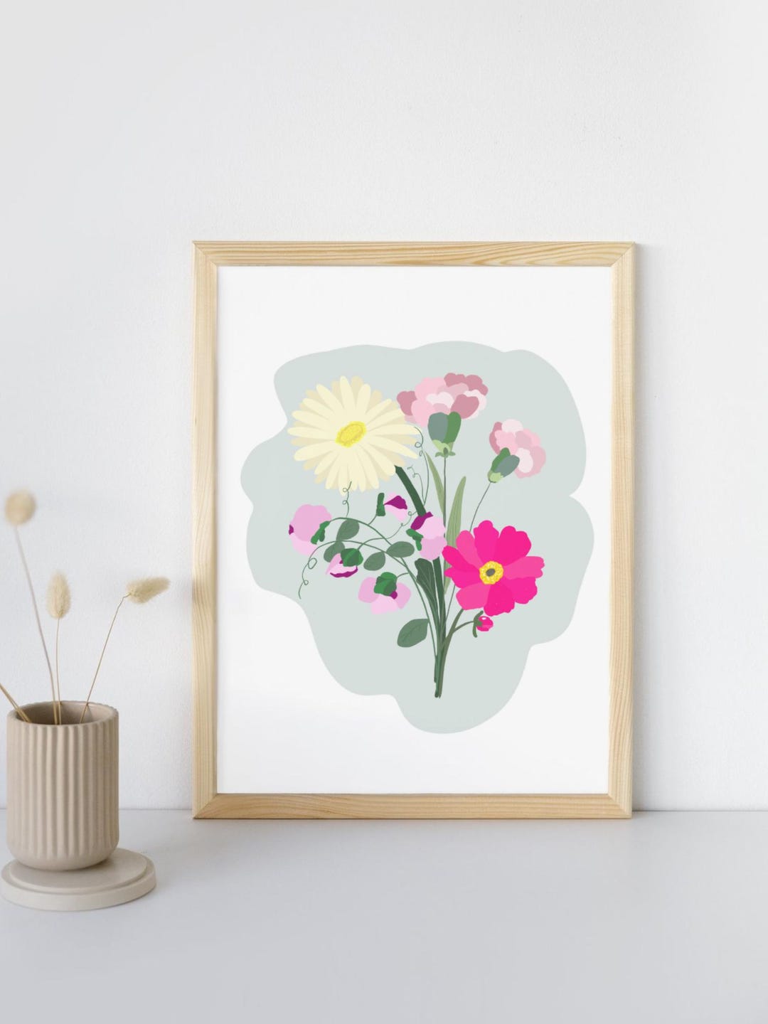 Custom Birth Month Flower Bouquet Print – Hand-drawn Floral Art ...
