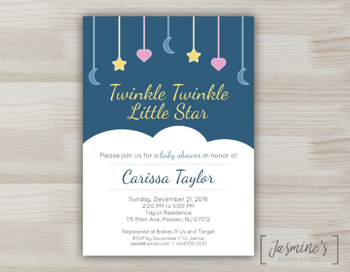 Twinkle Twinkle Little Star Theme, Baby Shower, Baby Shower Invitation ...