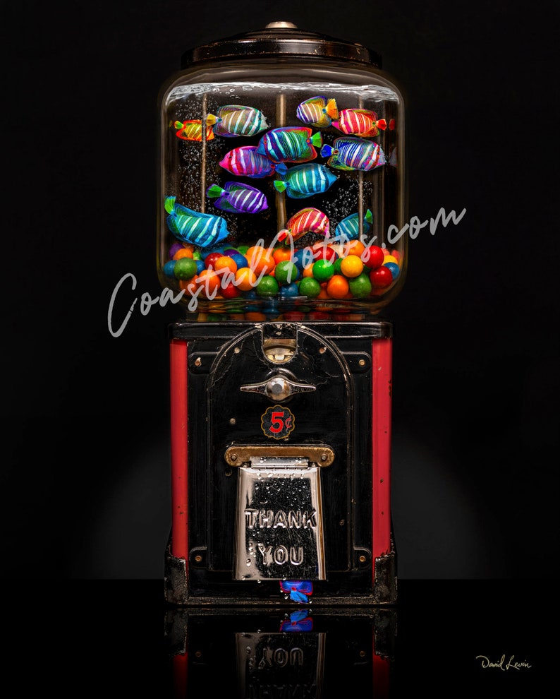Retro Gumball Machine Composite Photograph. Vintage Gum Ball Fish ...