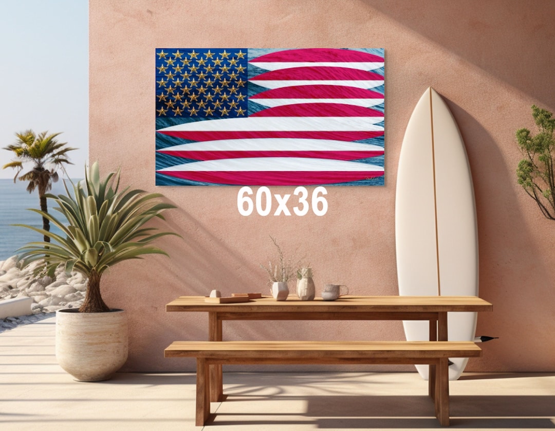 Surfboard Wall Art, Surfin' USA Flag, Patriotic Surfboard Design ...