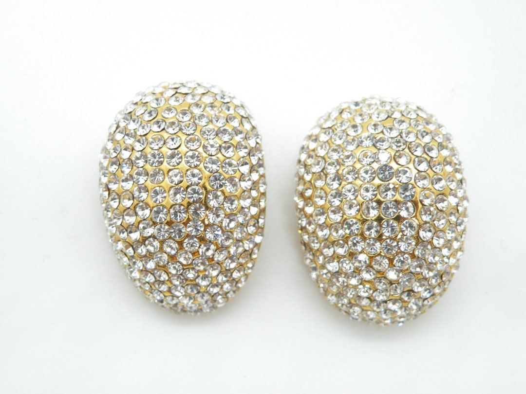 Authentic Elegant JARIN Vintage Designer Clip on Crystal Rhinestone ...