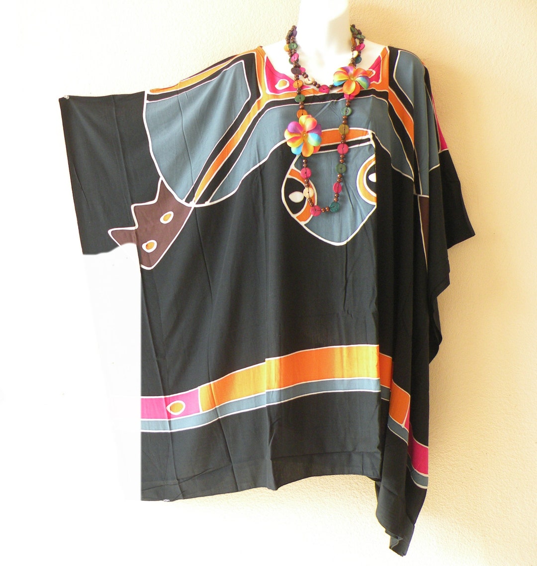 KB372 Turtle Hand Painted Plus Caftan Kaftan Kimono Beachwear - Etsy