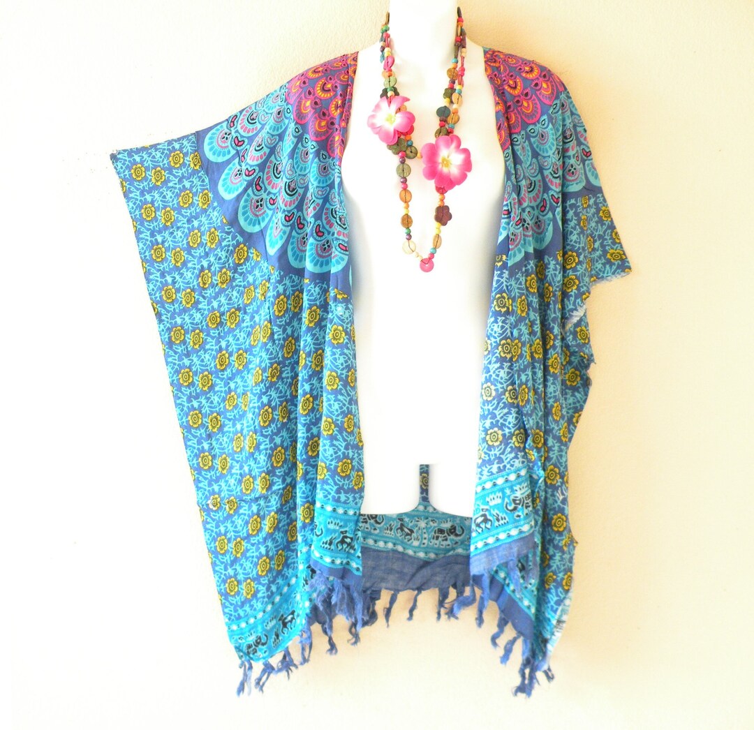KG32 Paisley Abstract Batik Plus Size Kaftan Kimono Open Cardigan ...
