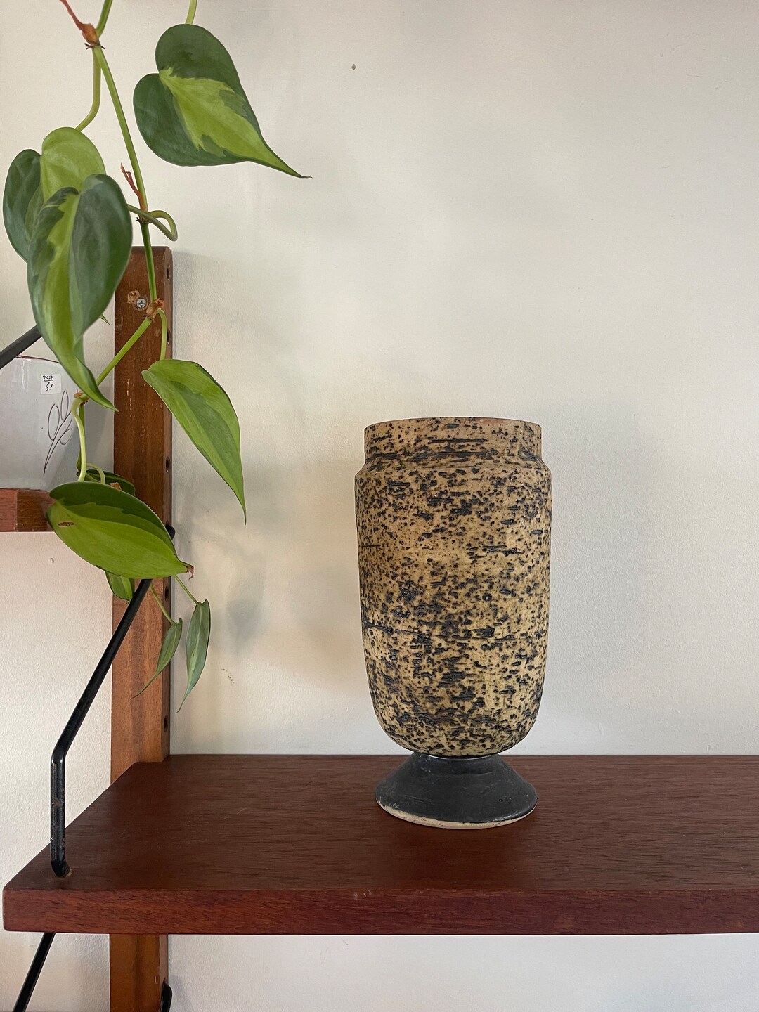 Birch Bark Vase on Leg, Large, 1960s. Green Glazed Inside. Vintage Vase ...