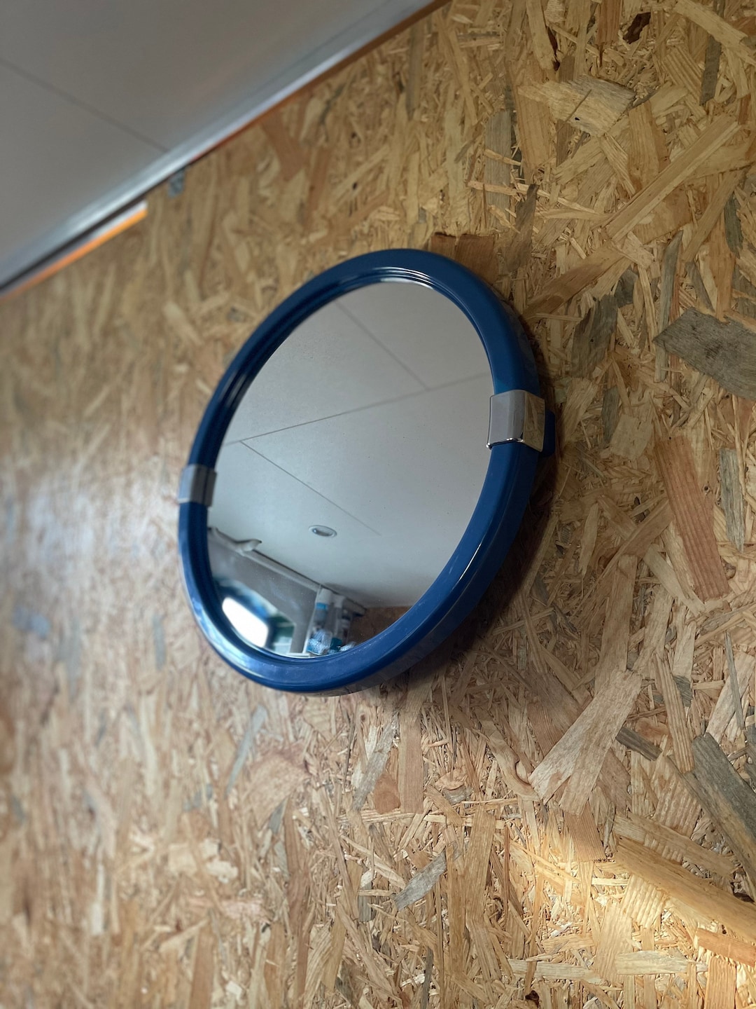 Two Round Blue Mirrors, Set of Space Age Plastic Mirrors, Make-up From ...