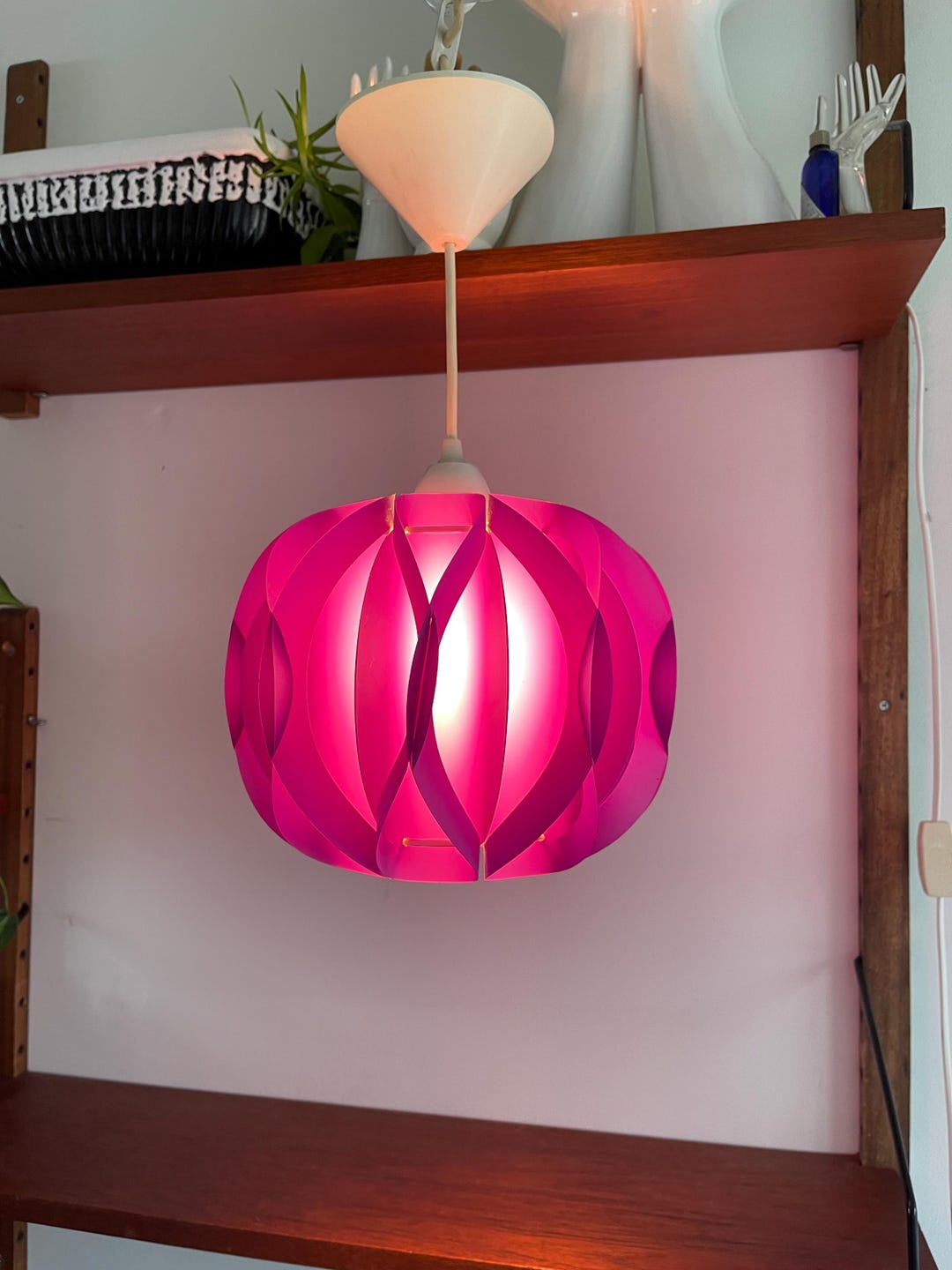 Acrylic Purple/fuchsia Folded Lamp, Space Age Colored Pendant. Modern ...
