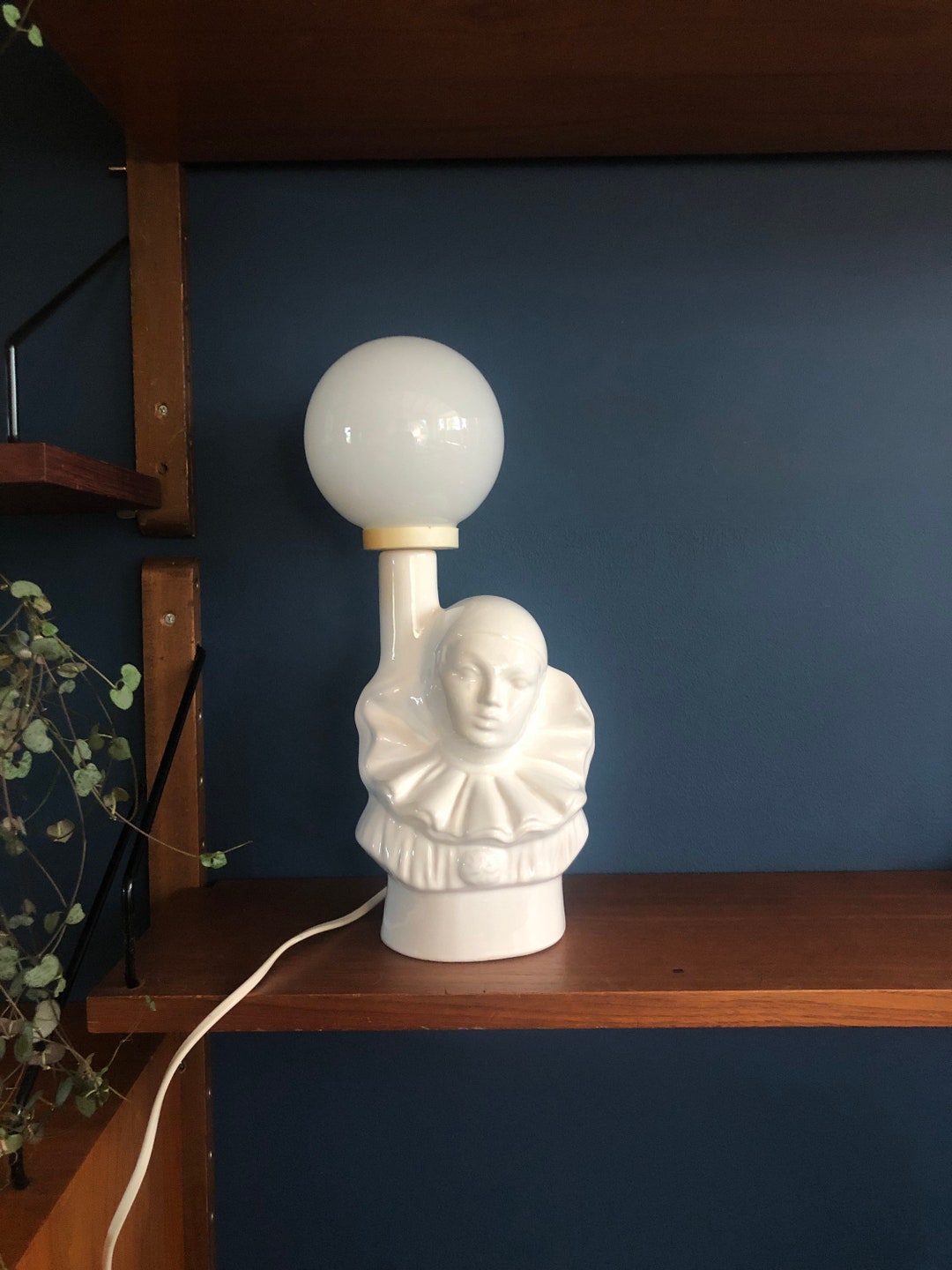 White 1970s-1980s Ceramic Lamp, Pierrot 1980s Bulb Lamp - Etsy