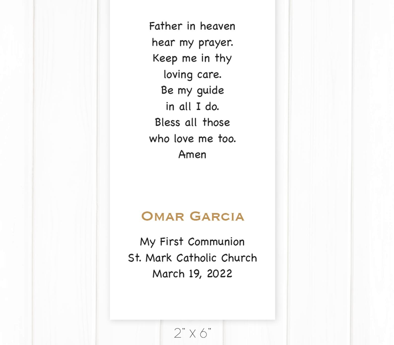 Personalized First Communion Prayer Cards, Remembrance Favor (digital ...