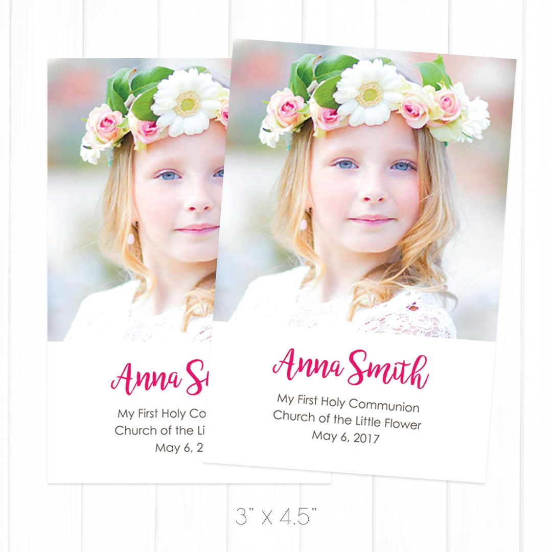 Personalized First Communion Remembrance Card, Photo Favor (digital or ...