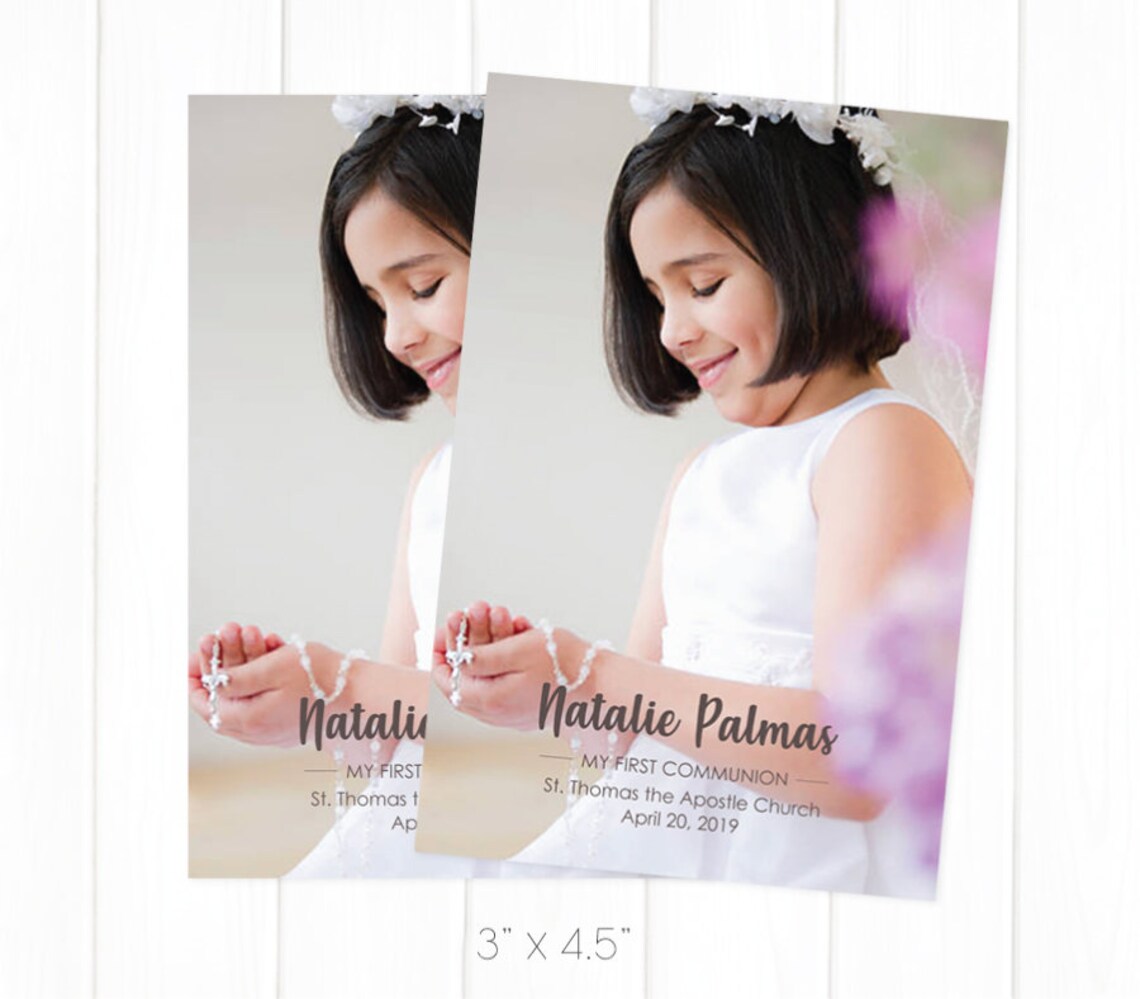 First Communion Favor Card, First Holy Communion Personalized Printable ...
