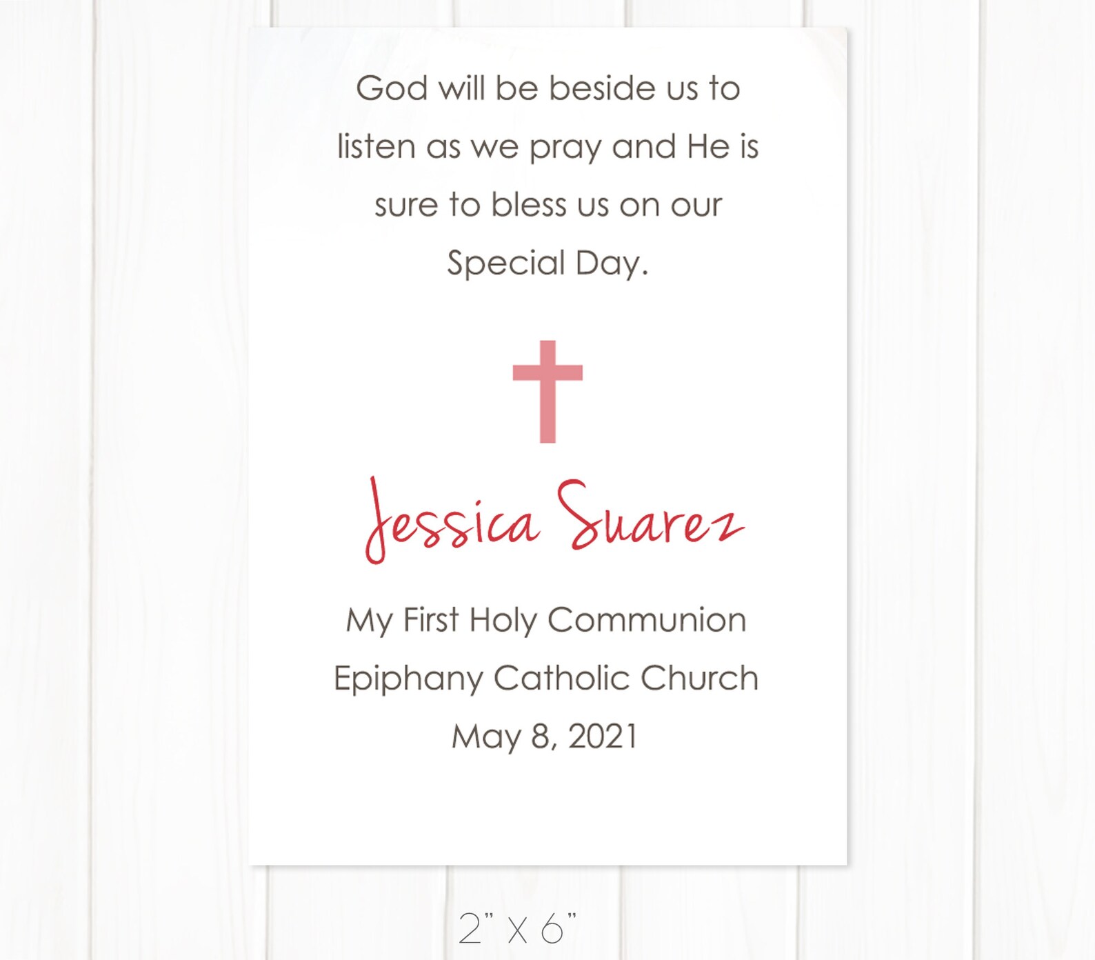 First Communion Remembrance Card, First Holy Communion Favor ...
