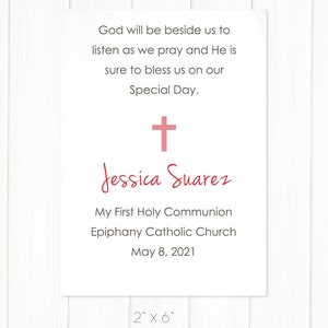 First Communion Remembrance Card, First Holy Communion Favor ...
