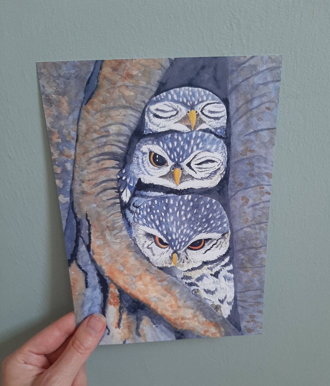 A5 Print Three Little Owls. Printed on Eco Friendly Paper. - Etsy