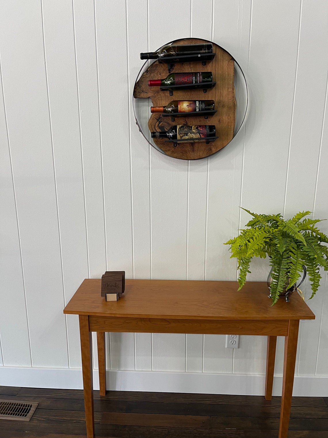 Handcrafted Live Edge Wine Rack in Whisky Barrel Ring - Etsy