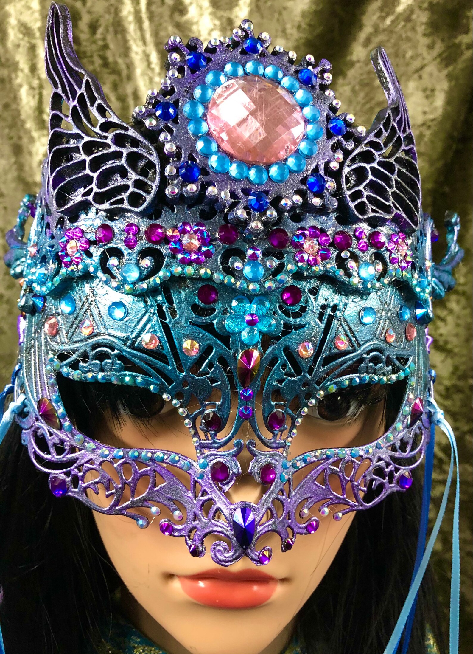 Galateia Sea Goddess Fairytale Mask, Lilac, Deep Blue & Pale Blue ...