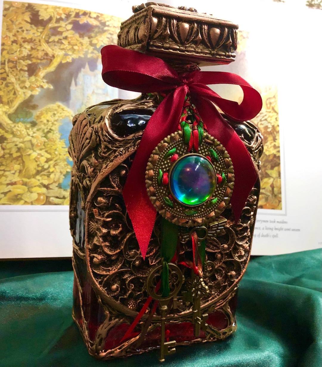 Djinn (genie) Glass Potion Bottle, Highly Decorated With Sculpted ...