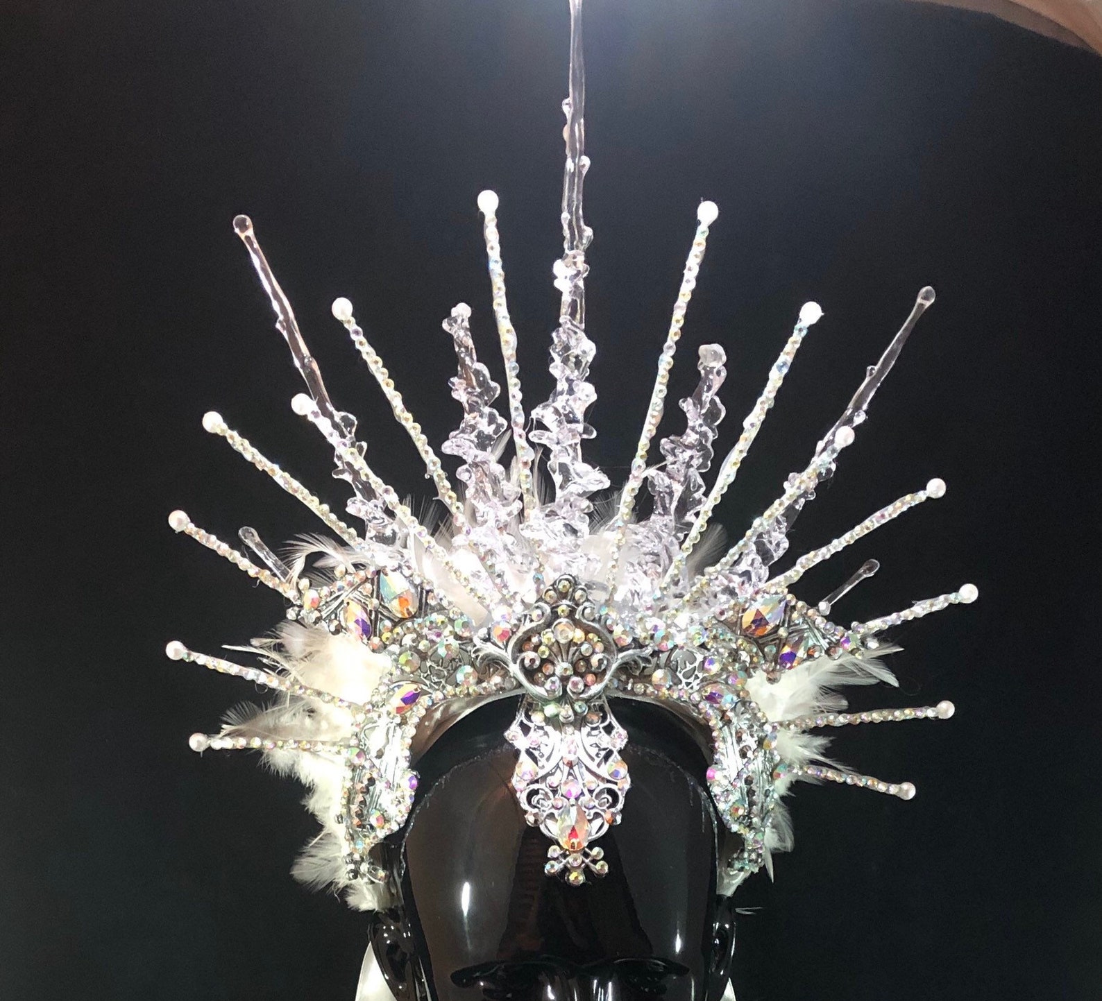 Ice Warrior Headdress With Filigree Metal Look Armour Pieces, Abgems ...