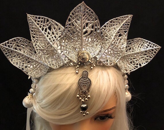 Sparkly Silver Ice Leaf Headband Headdress in With Silver - Etsy UK