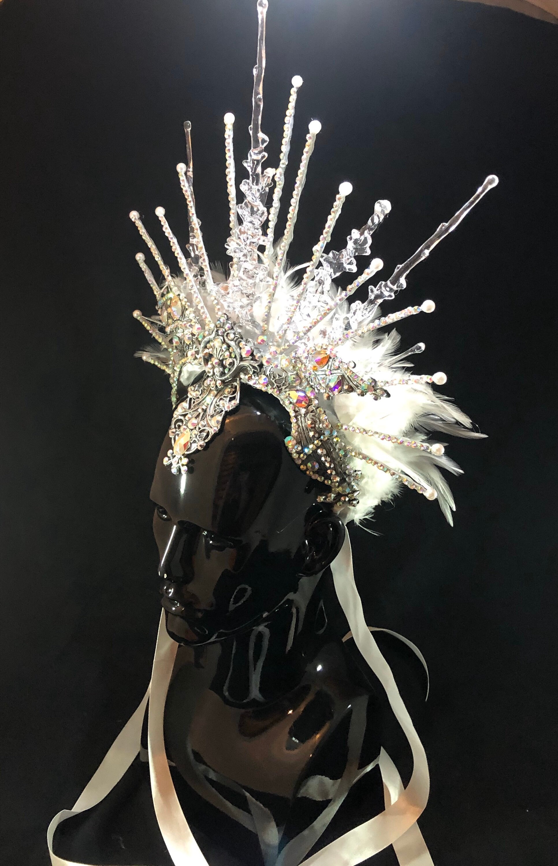 Ice Warrior Headdress With Filigree Metal Look Armour Pieces, Abgems ...