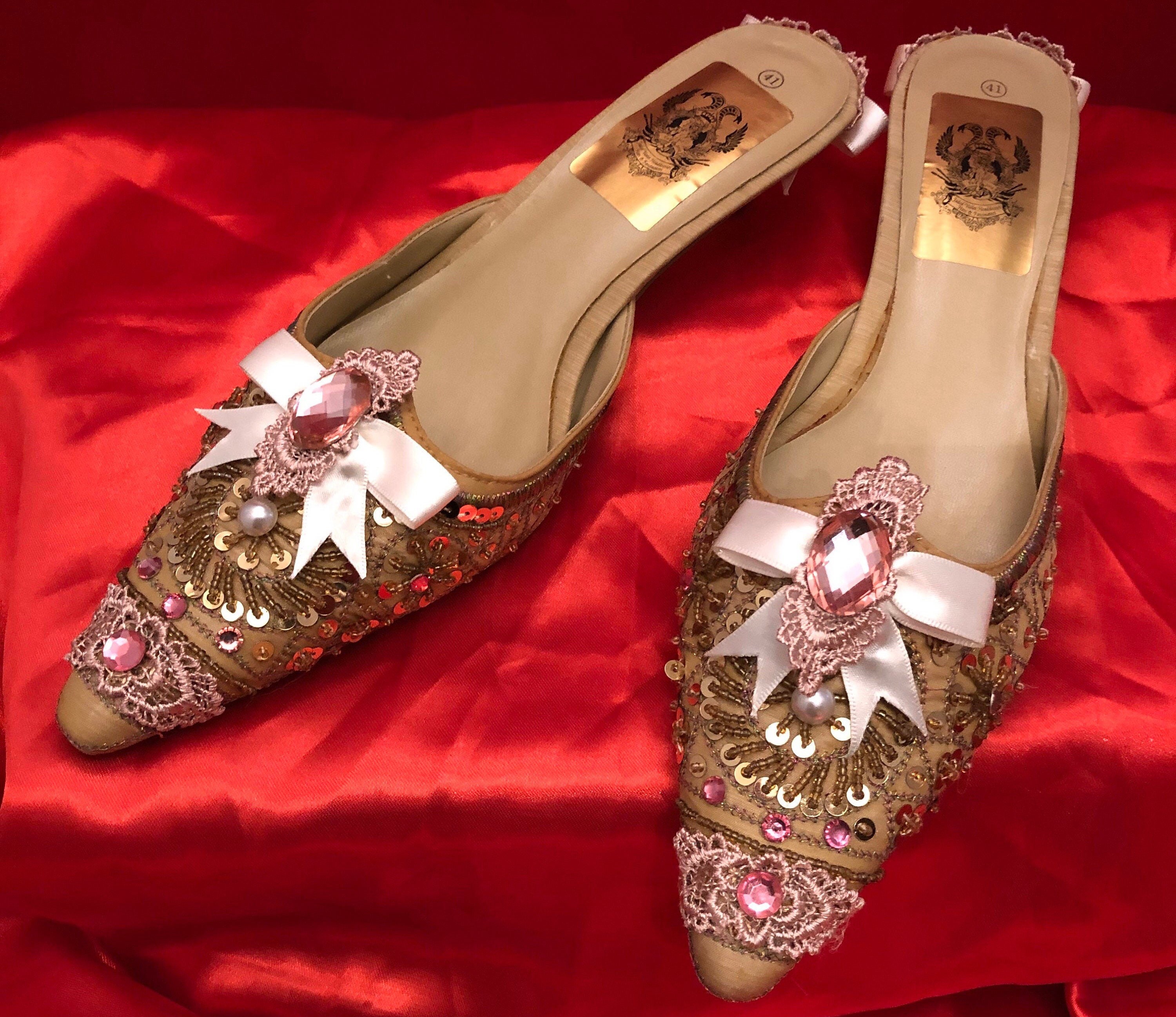 UK7 Cinderella Slippers / Mules / Slip-ons. Customised Gold | Etsy