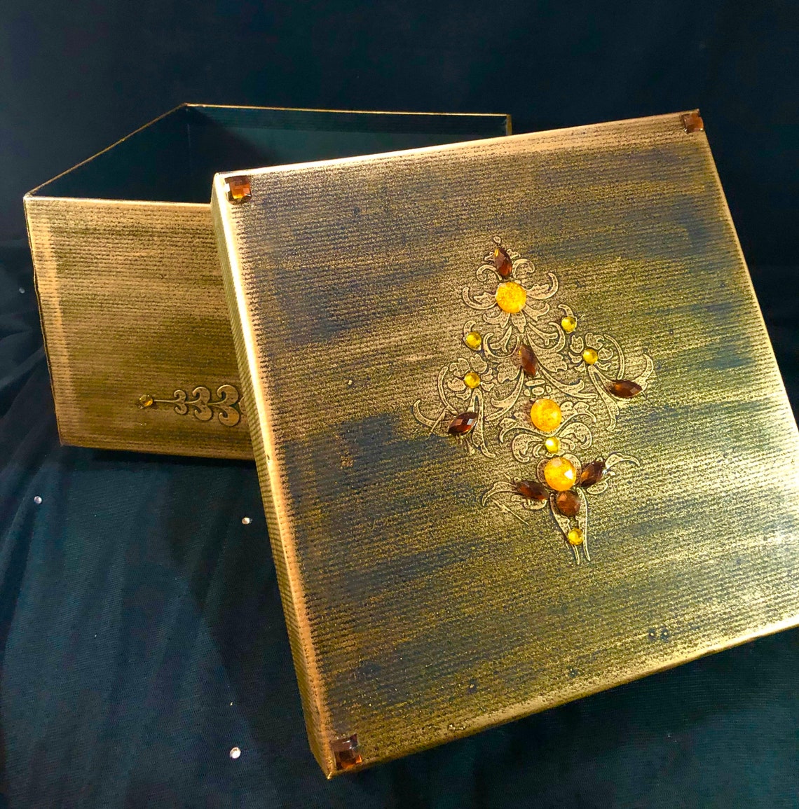 Antique Vintage Look Decorative Customised Thick Cardboard Box in Black ...