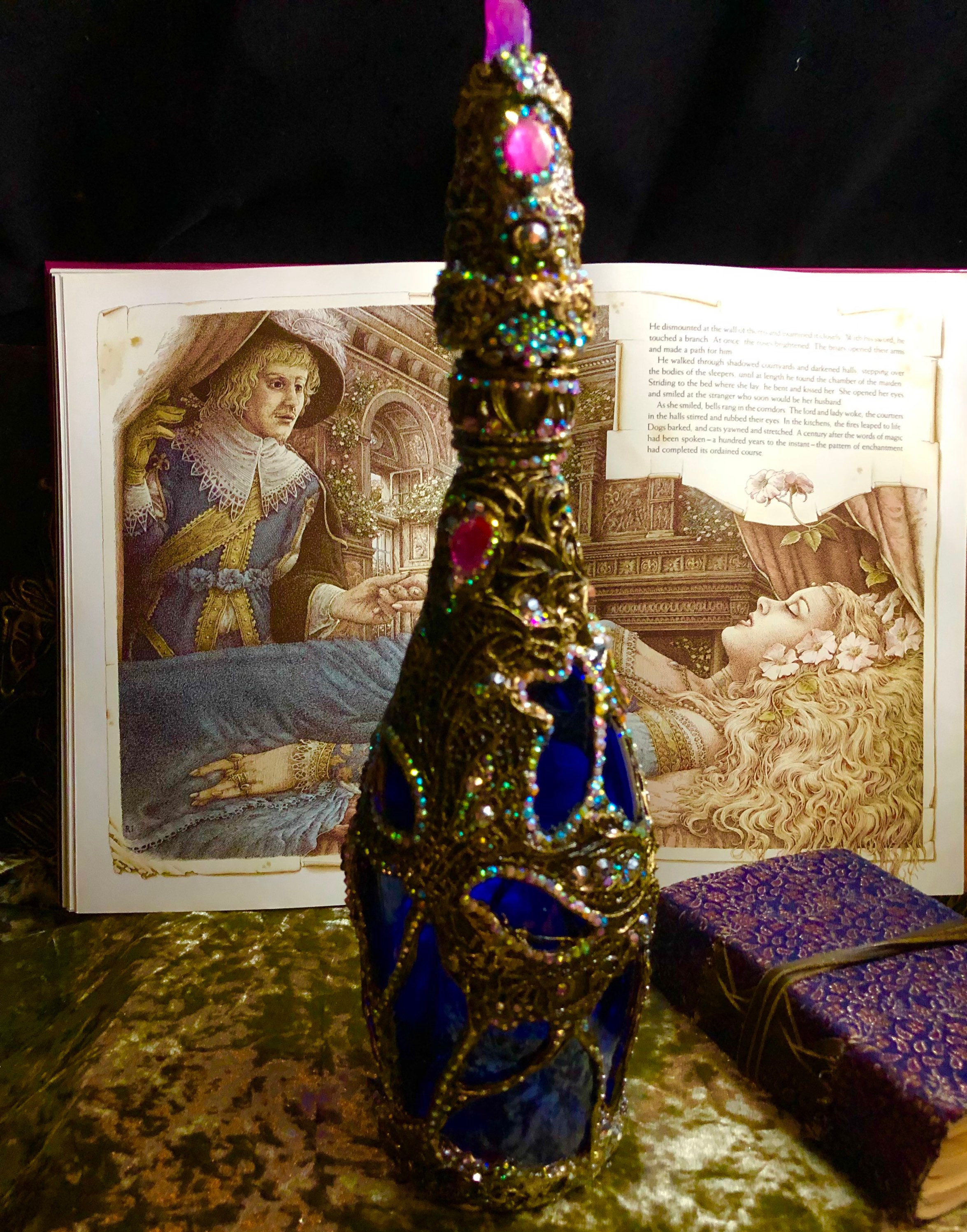 Large Blue Magic Potion Bottle Highly Decorated Customised - Etsy