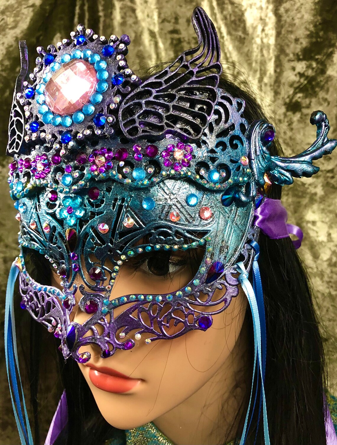 Galateia Sea Goddess Fairytale Mask Lilac Deep Blue & Pale | Etsy